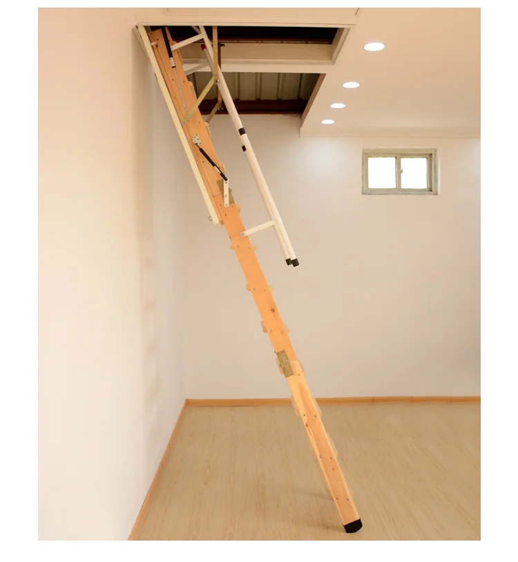 Folding Wooden Loft Stairs with Handrail - Safe & Stylish