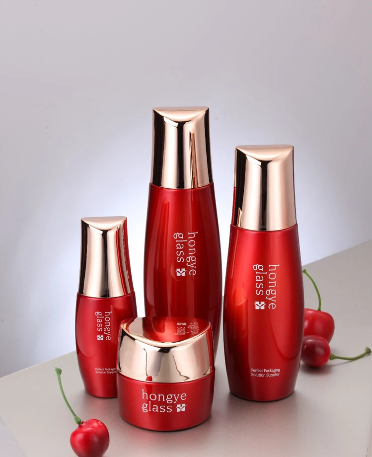 Custom Red Glass Cosmetic Packaging Containers - Buy Custom Glass ...
