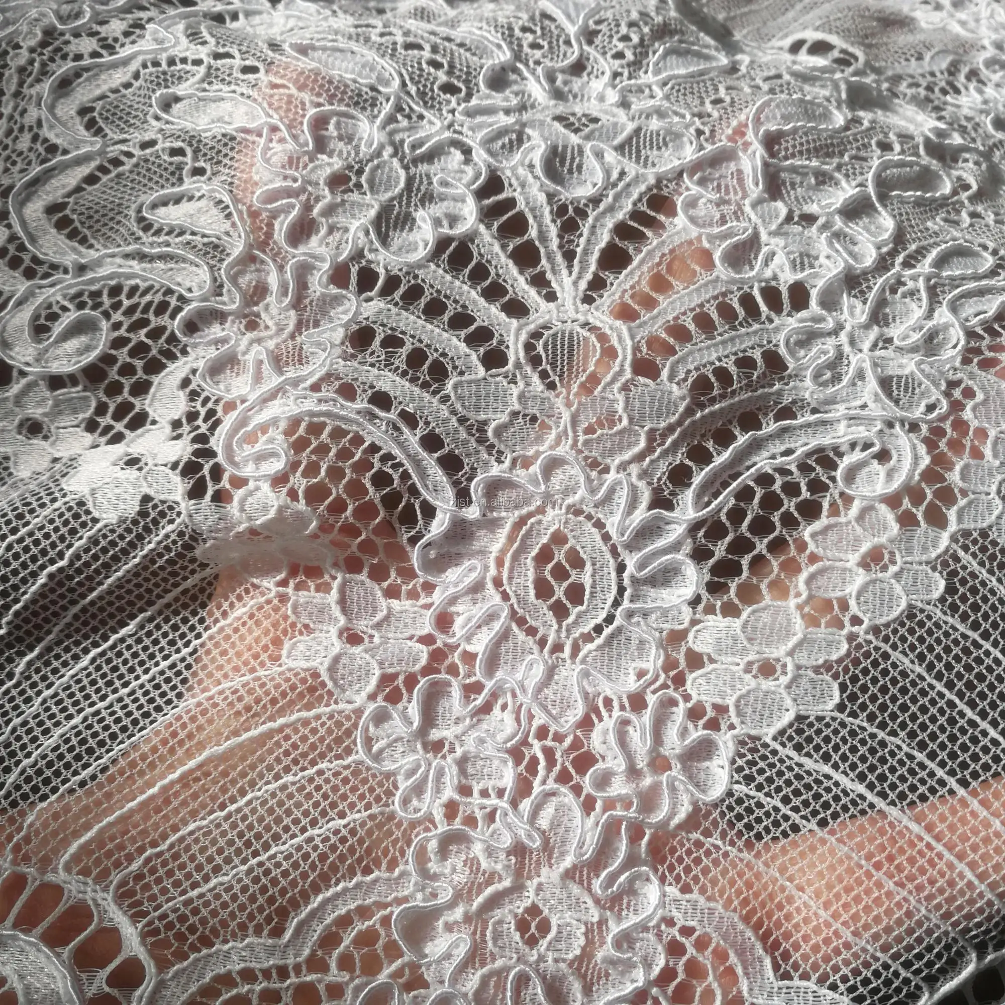 Expensive Ivory Wholesale French Lace Fabric with Heavy Cording 2018