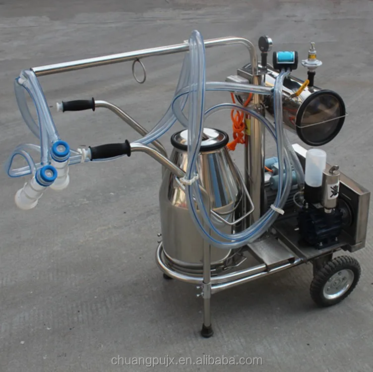 Low Noise Vacunm Pump Movable Milking Machine Ss201 Single Bucket Dairy ...
