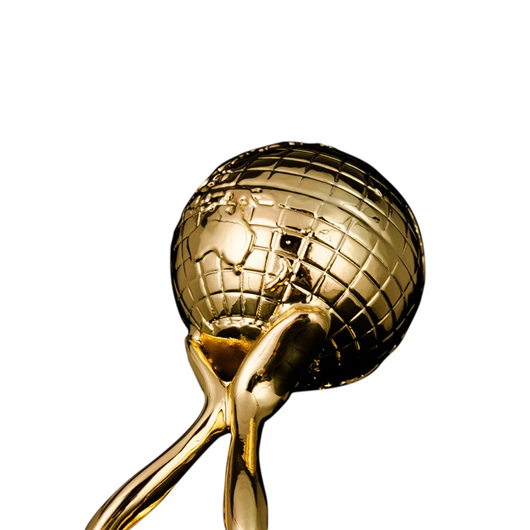 28cm (11") Global In Hand Black Crystal Base Custom Metal Gold Oscar ...