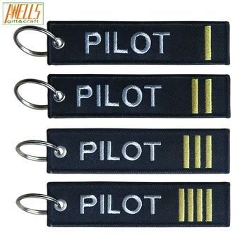 Custom Aviation Embroidered Pilot Keychain Airplane Pilot Key Tag ...