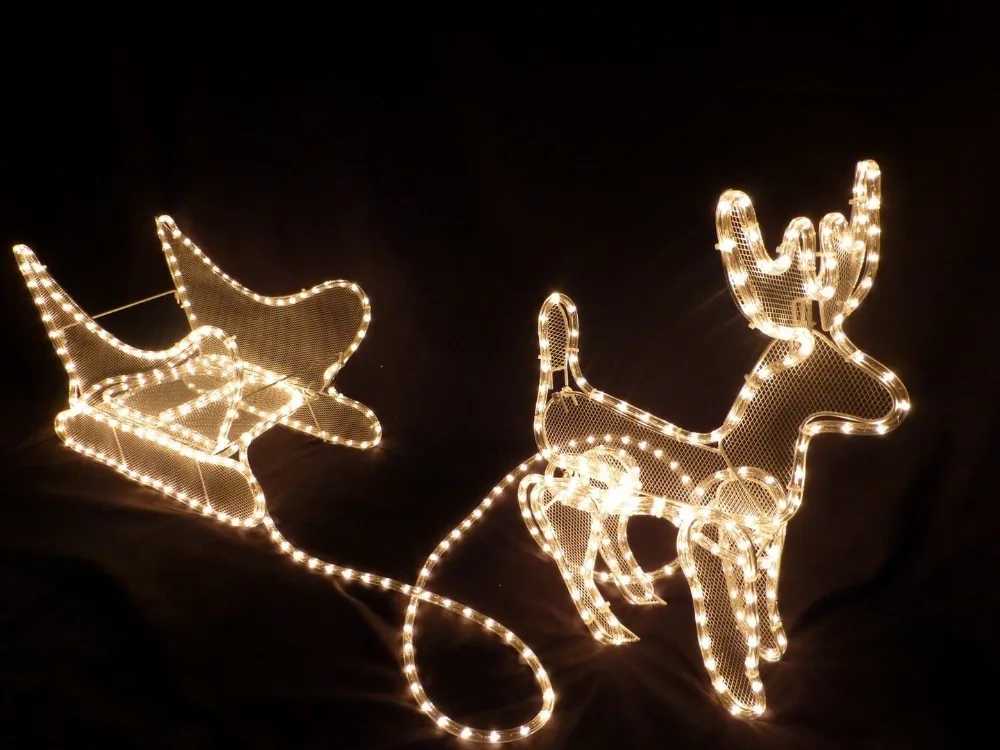 460cm Led Santa Riding Reindeer Sleigh Christmas Motif Rope Lights ...