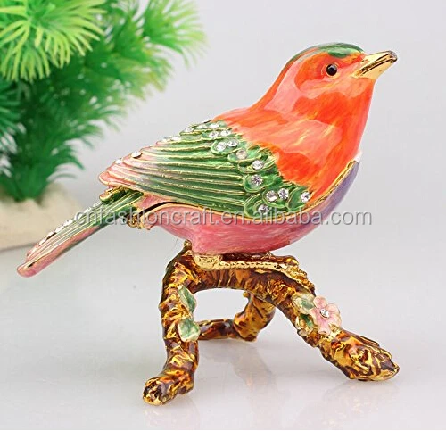 Newest Bird Trinket Box Bejeweled Figurine Sparrow Bird Handmade ...