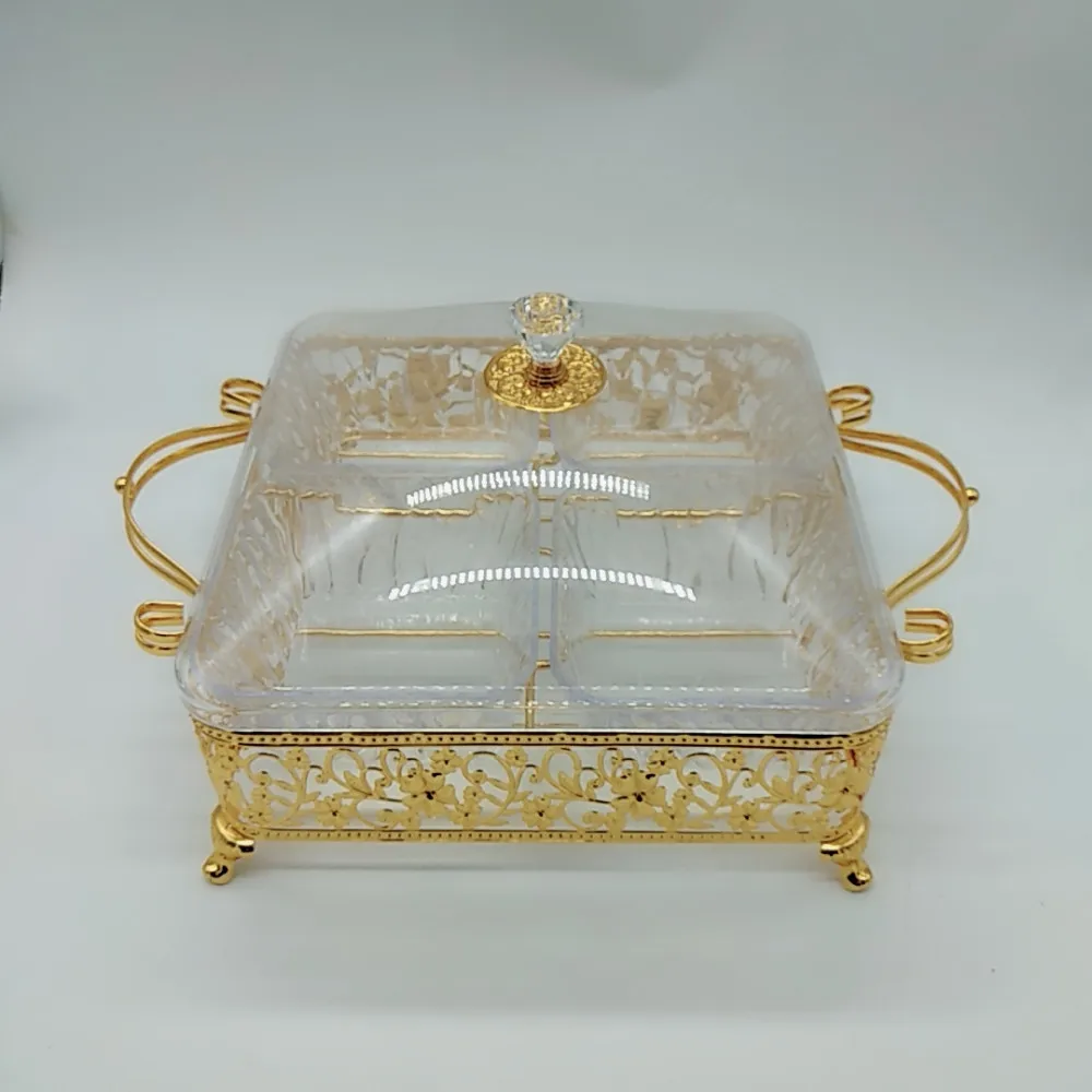 European Metal Rectangle Serving Tray Candy Box With 4 Trays Hotel Home ...