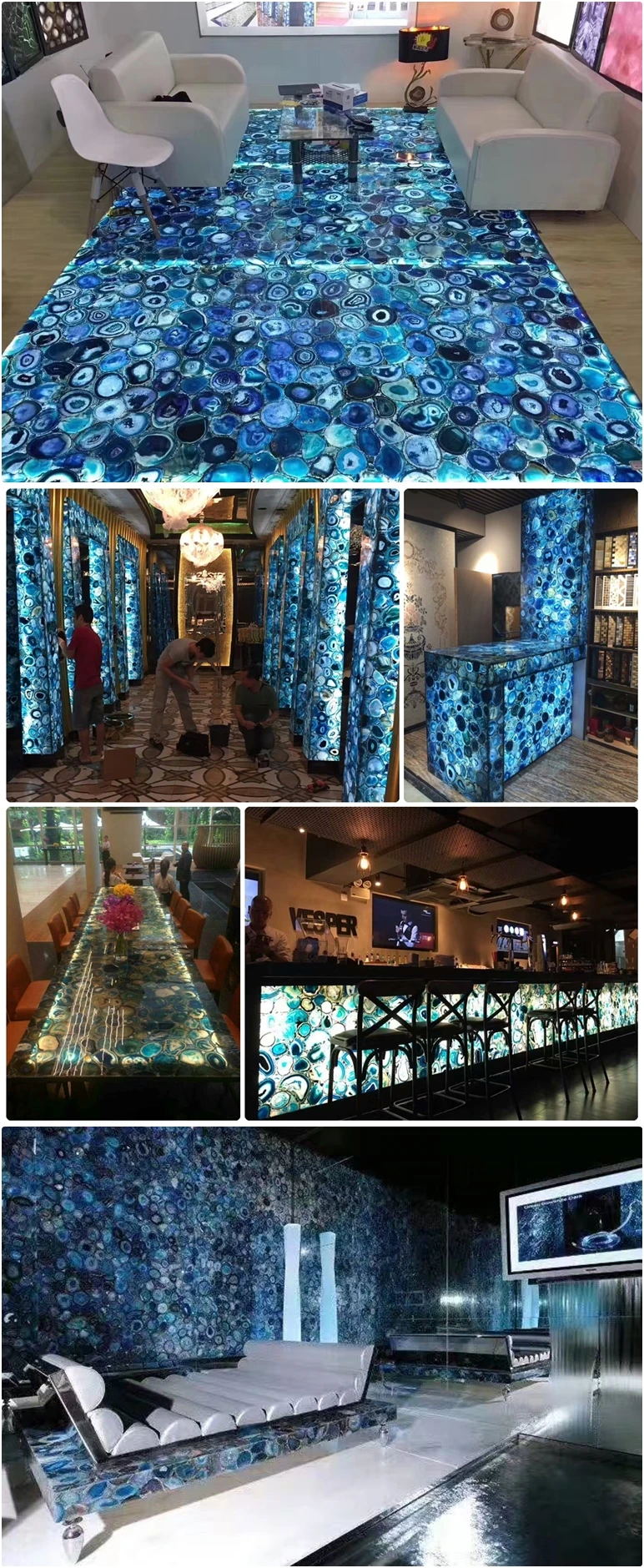 Popular Blue Agate Stone Tile For Flooring And Wall Tile Decoration ...