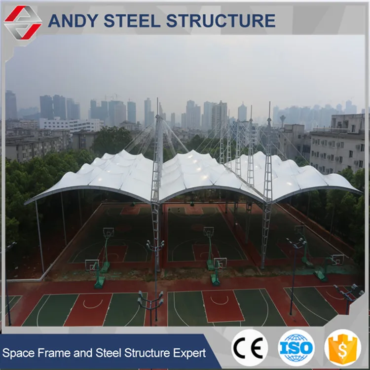 Steel Space Frame for Tensile Shade Fabric Curved Roofs