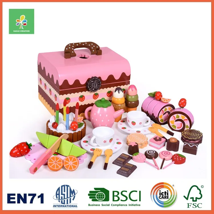 Kids Cake And Tea Deluxe Kitchen Play Set Wooden Pretend Play Toy ...