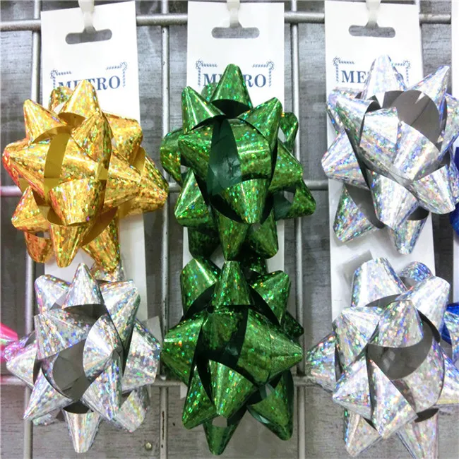 PP Ribbon Holographic Star Bow for Gift Wrap - Christmas
