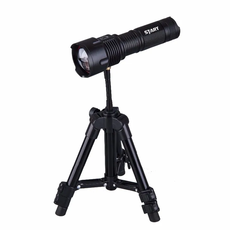 5w Xpe Zoomable Led Tripod Flashlight Fishing Torch With White Yellow ...