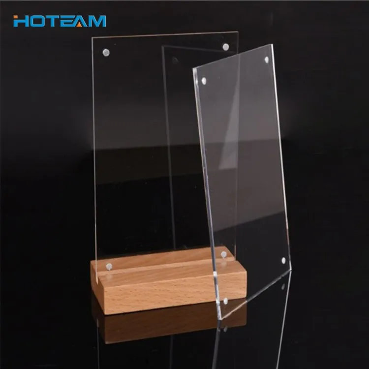 Restaurant Wood Menu Display Stand / Plastic Acrylic Table Menu Card ...