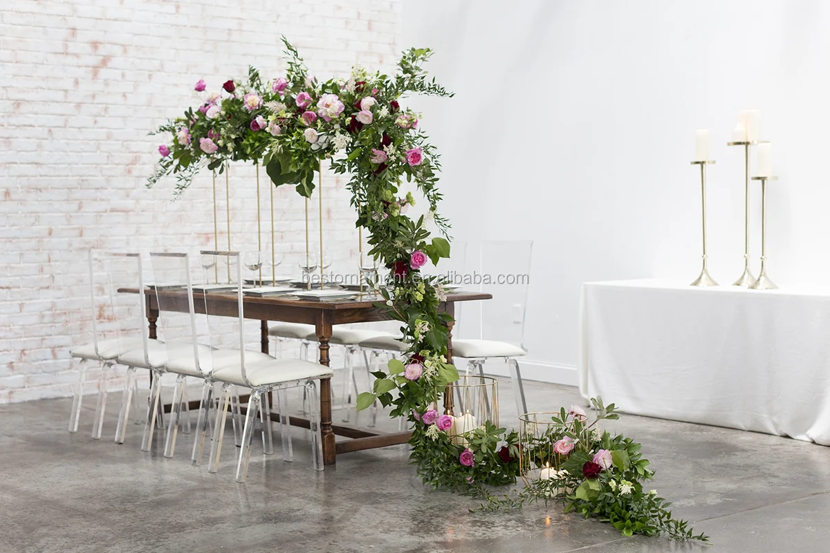 Square Rod Geometric Modern Wedding Gold Metal Centerpiece Stands