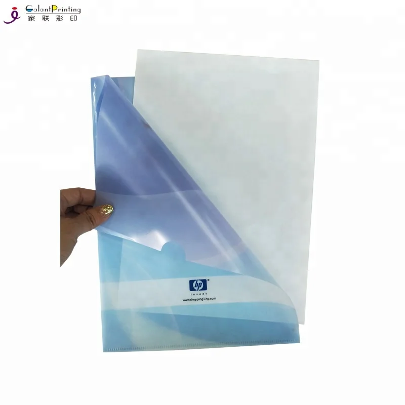 Custom Design Printing A4 Plastic Clear L Shape PP PVC File Folder