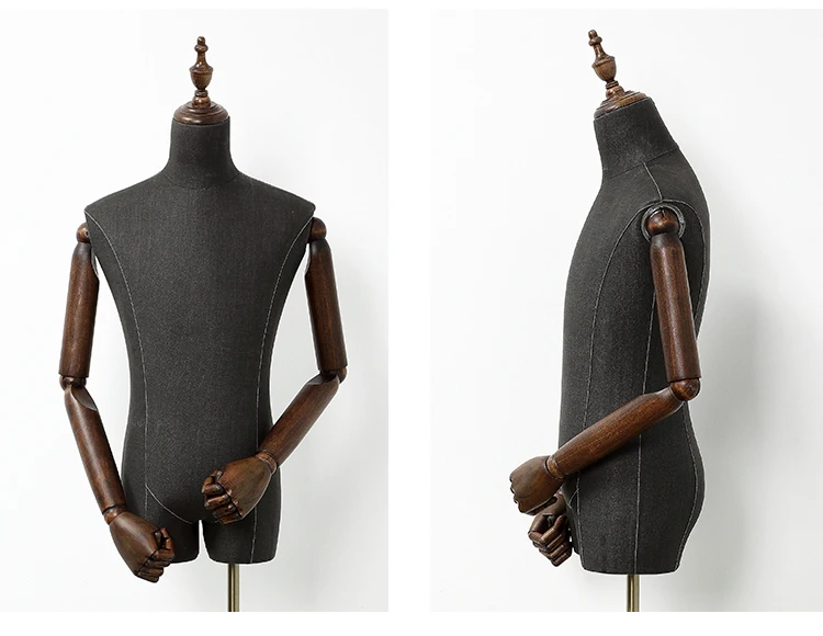 XINJI Fabric Covered Men's Mannequin - Half Body Torso