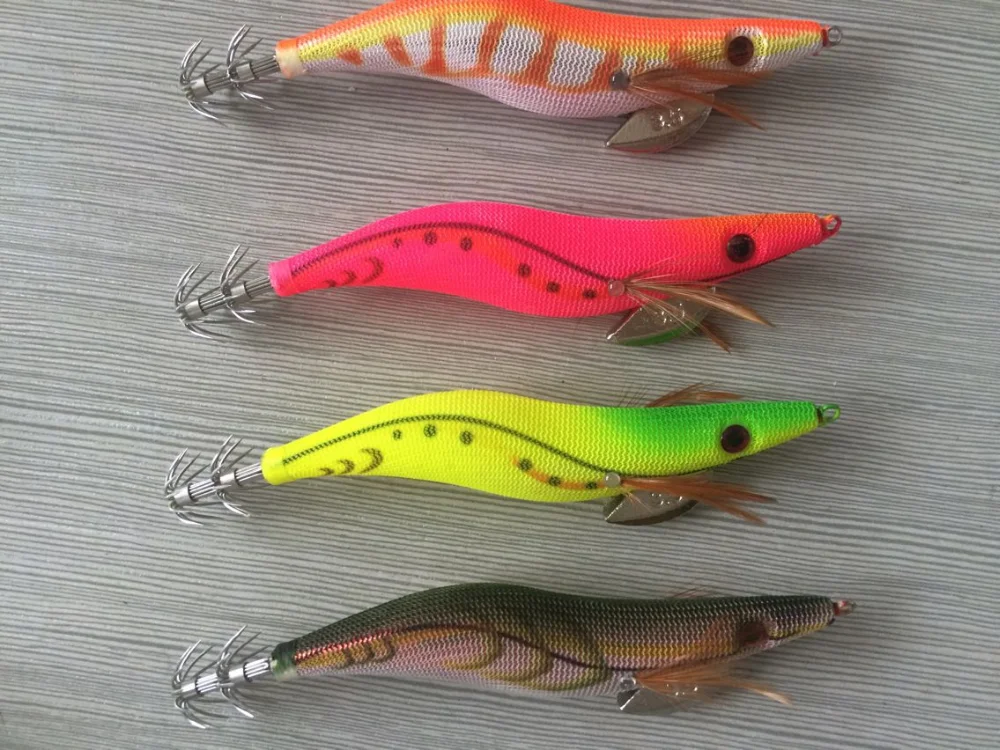 Lutac Wood Squid Hook 3.5# 100mm Shrimp Fishing Lures Baits Squid Jigs - Buy Luminous Sea ...