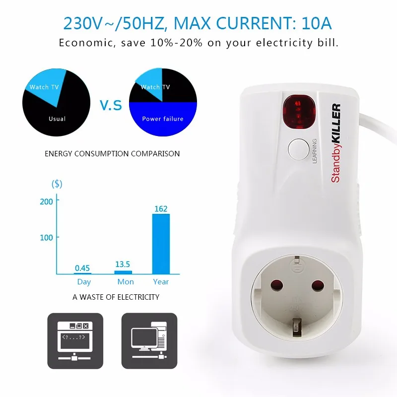 230v 10a Energy Saving Power Socket Tv Standby Killer Socket - Buy ...