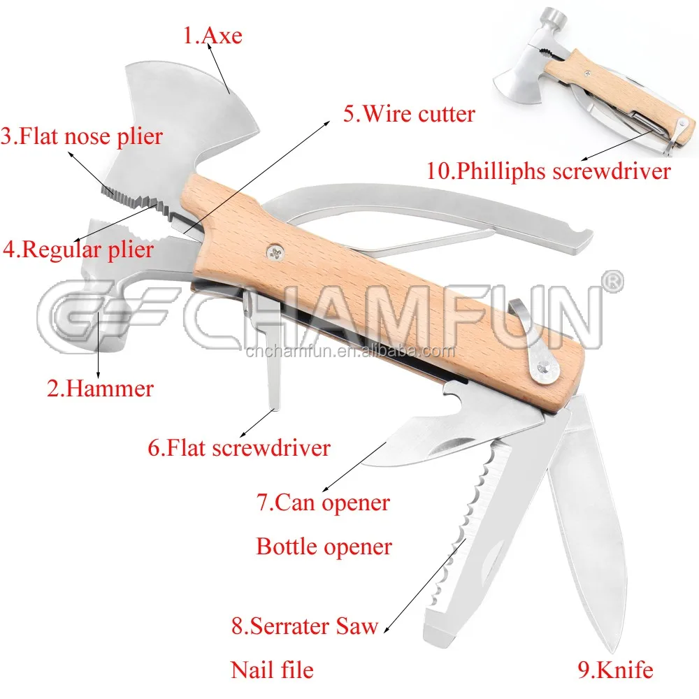 High Quality All In One Multi Function Hammer Tool In Wooden Handle For Outdoors - Buy Multi ...