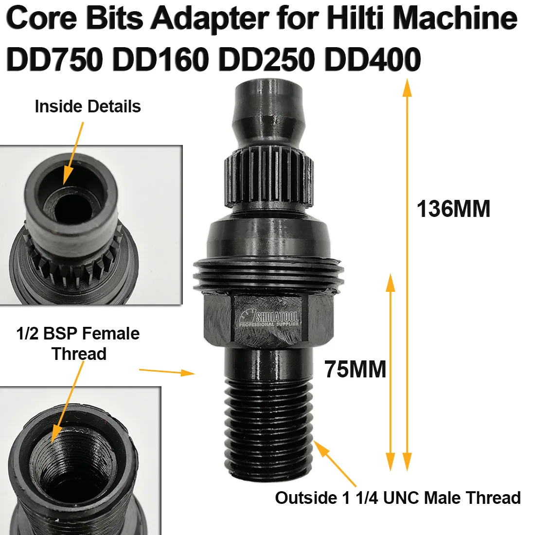 Diamond Core Drill Bit Adapter for Hilti Machines DD750, DD160, DD250 ...