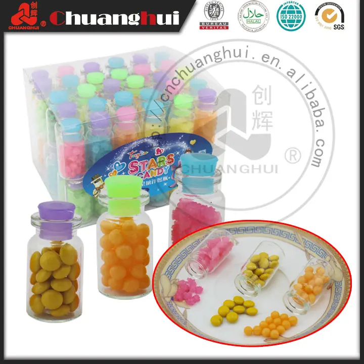 Assorted Stars Candy In Small Bottle,Chocolate Candy In Mini Glass Jar ...