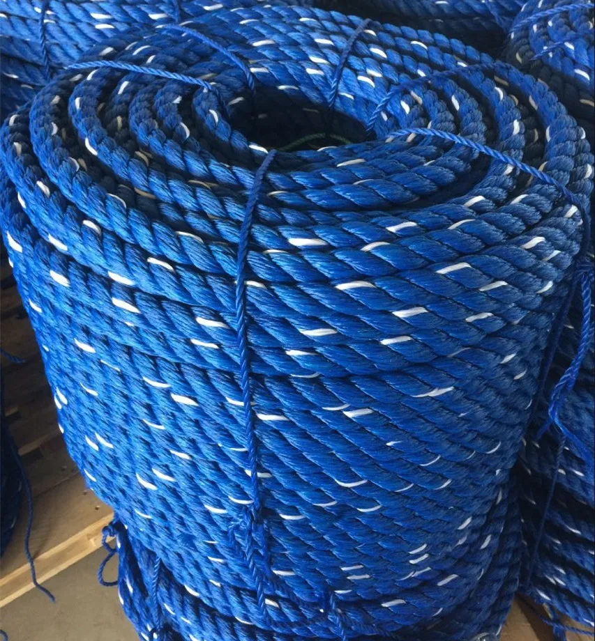 3 Strand Polypropylene PP Rope - Blue and White Color