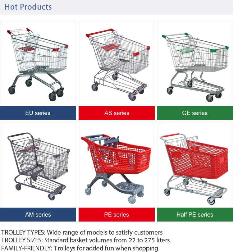 180L Large Metal European Style Supermarket Shopping Trolley