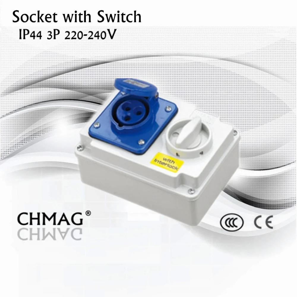 Chmag Isolator Socket 16a 32a 220-240v 3p Ip44 Industrial Connector ...