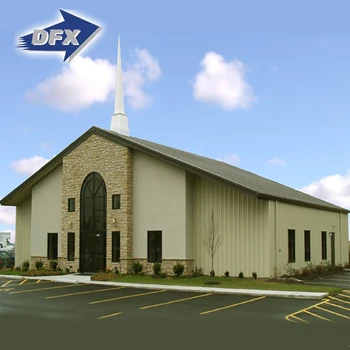 Light Steel Frame Church Building Beige Metal Building With Design ...