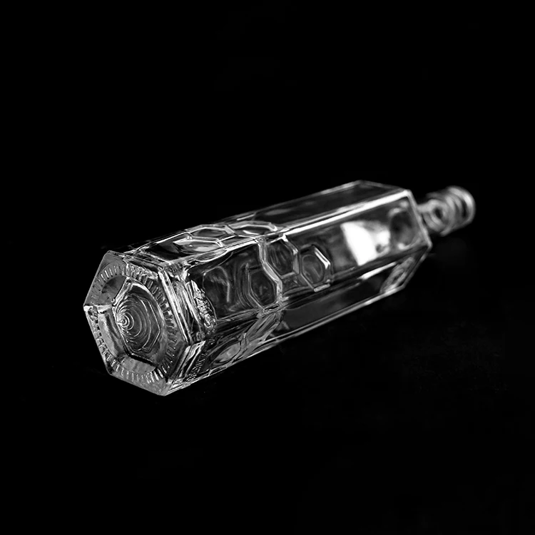 500ml Hexagon Shape Flint Whisky Spirits Glass Bottle