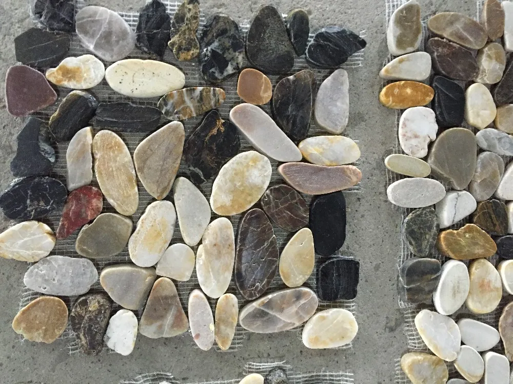 Landscaping Small Flat River Rock Stones Walkway Sidewalk Black Round ...