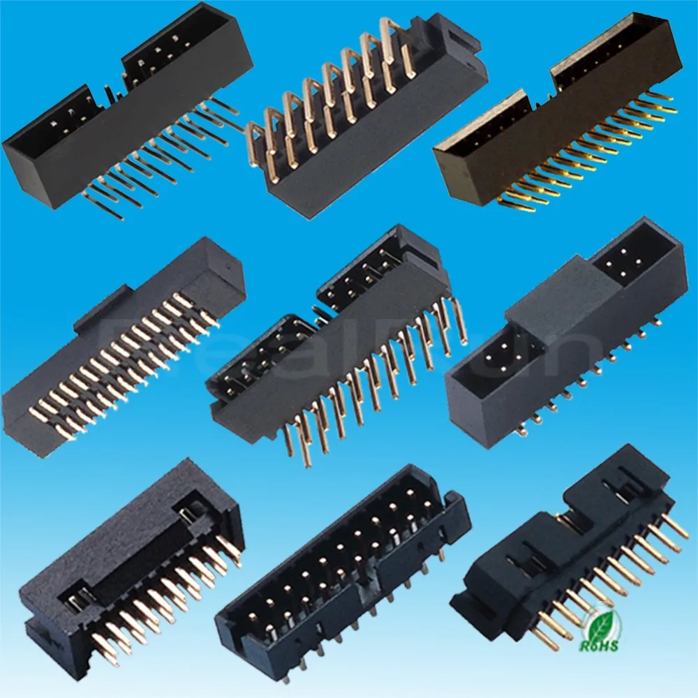 1.27 Mm/2.00 Mm/2.54mm Pitch Male Idc Box Header Connector Black/white ...