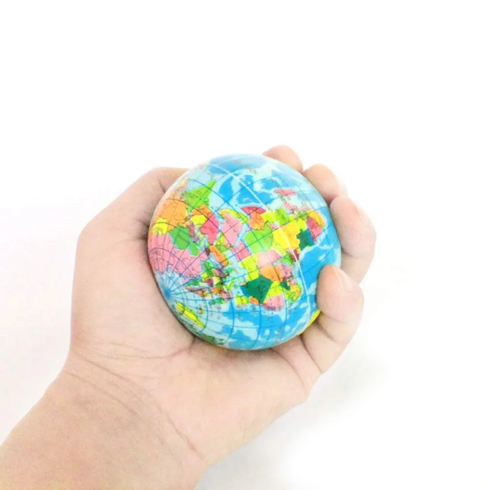 Atlas World Map Globe Design Sensory Stress Relief Balls 6-Pack Plastic ...