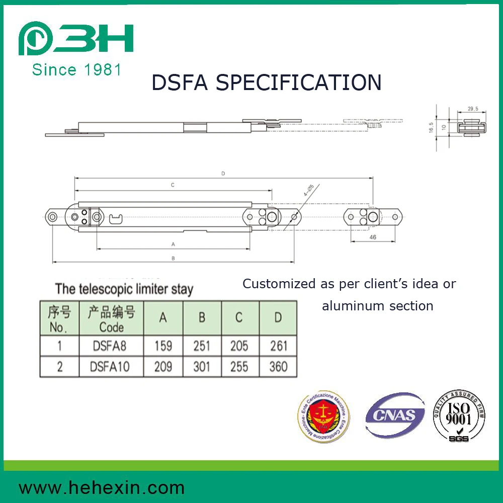 18 Square Groove Telescopic Limiter Stay Arm - Durable & Versatile