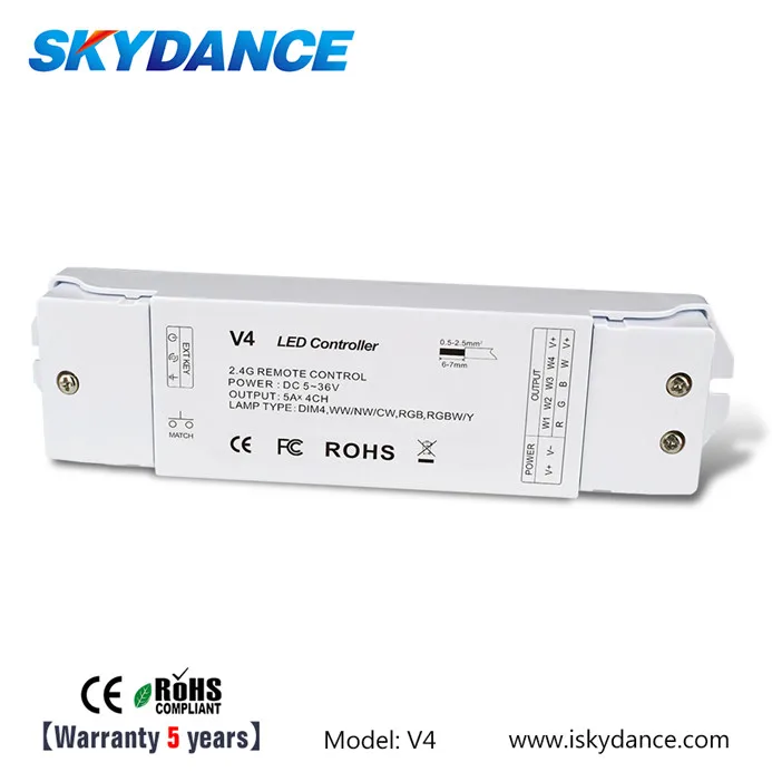 Skydance V4 12-48vdc 4ch Led Rgb Rgbw Cct Controller 20a Rf Wireless ...
