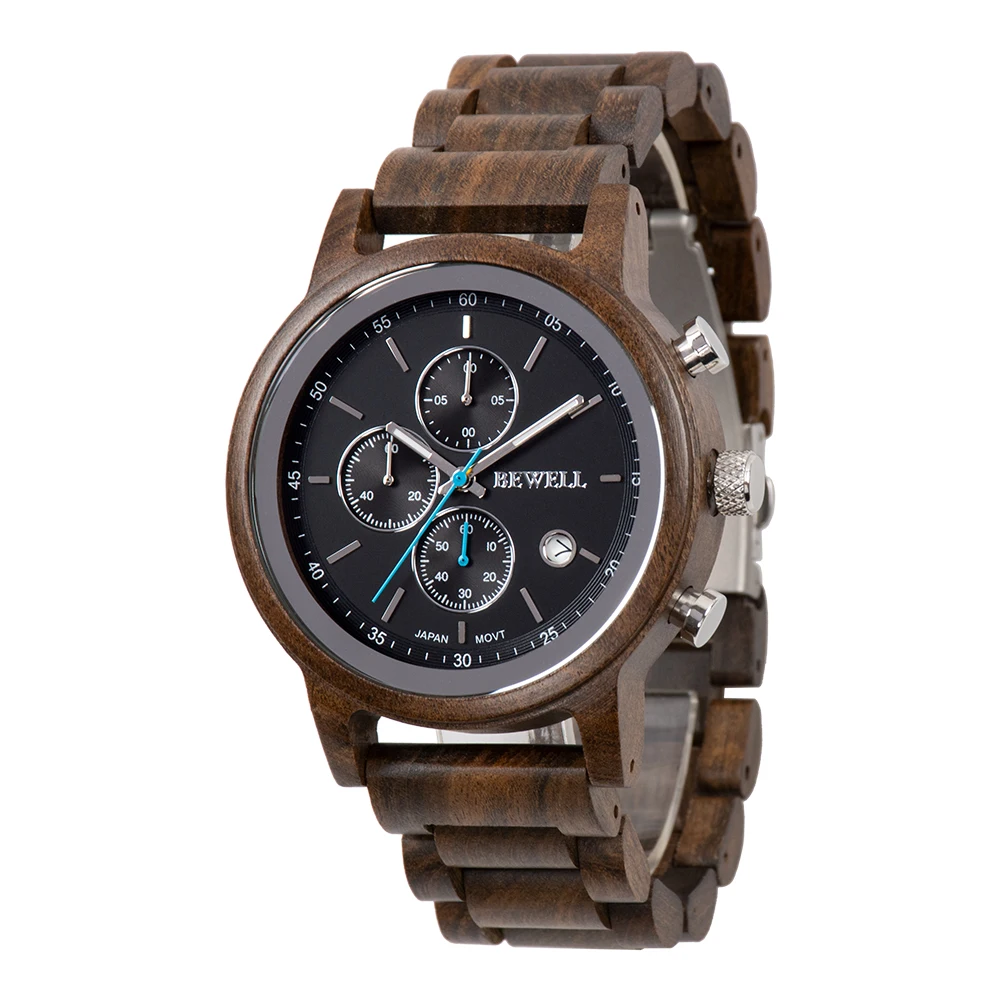 Custom Luxury VD57 Chronograph Movement Wood Bezel Watch