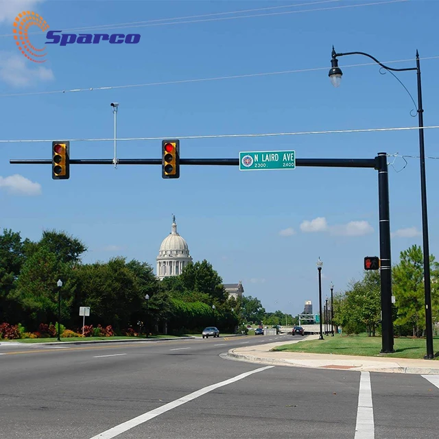 Time Tested Stainless Steel 6-8m Traffic Signal Pole For Road Safety ...