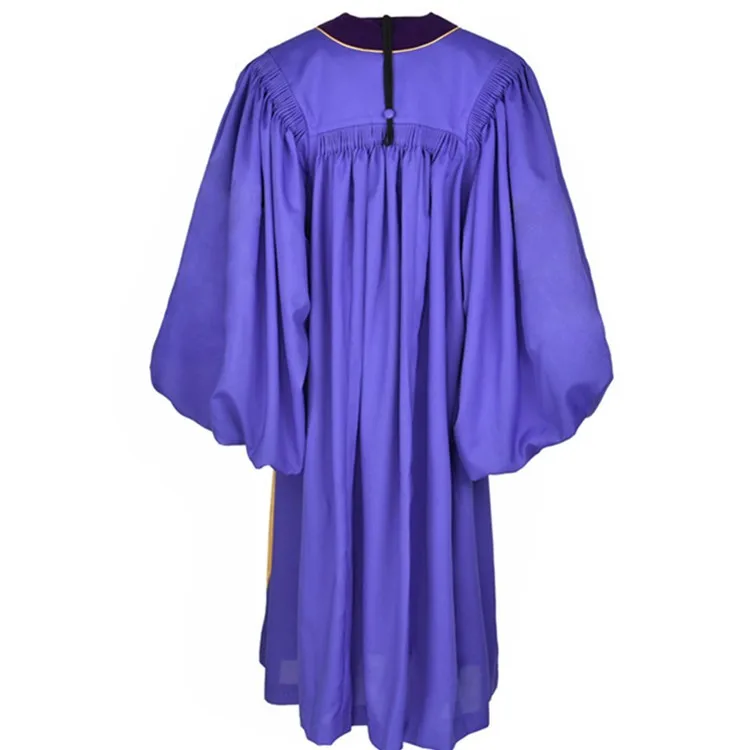 Unisex Clergy Robe Bishop Purple with Gold Trim Latin Crosses