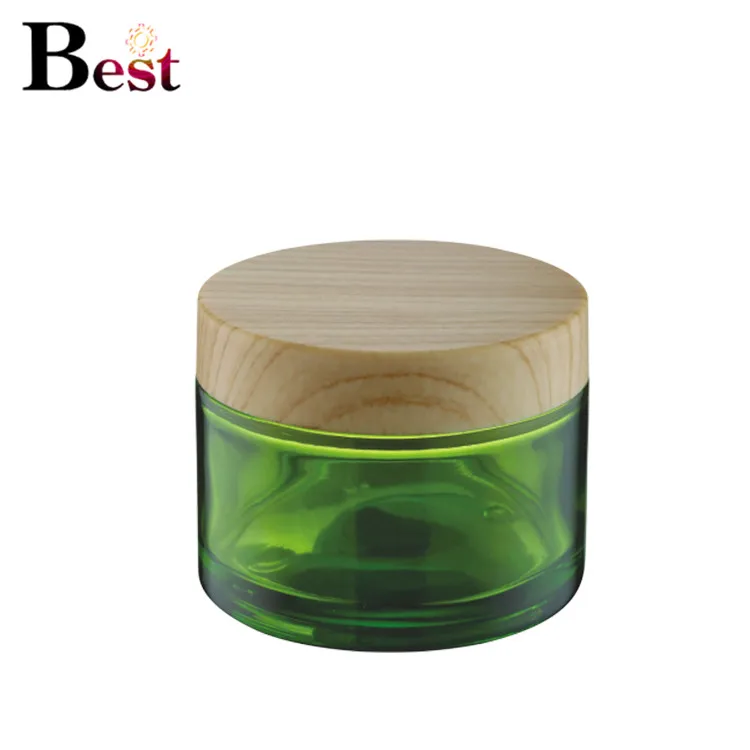 50g 100g Green Glass Cosmetic Jar Customize Color Green Glass Cosmetic ...