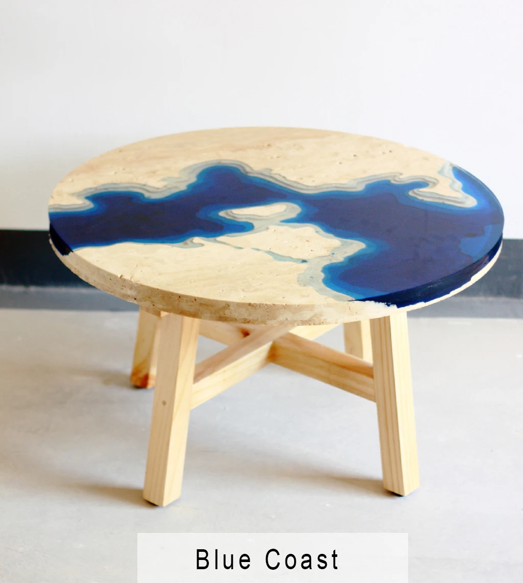 Blue Water-patterned Tables Made Of Marble And Resin / Stone Table ...