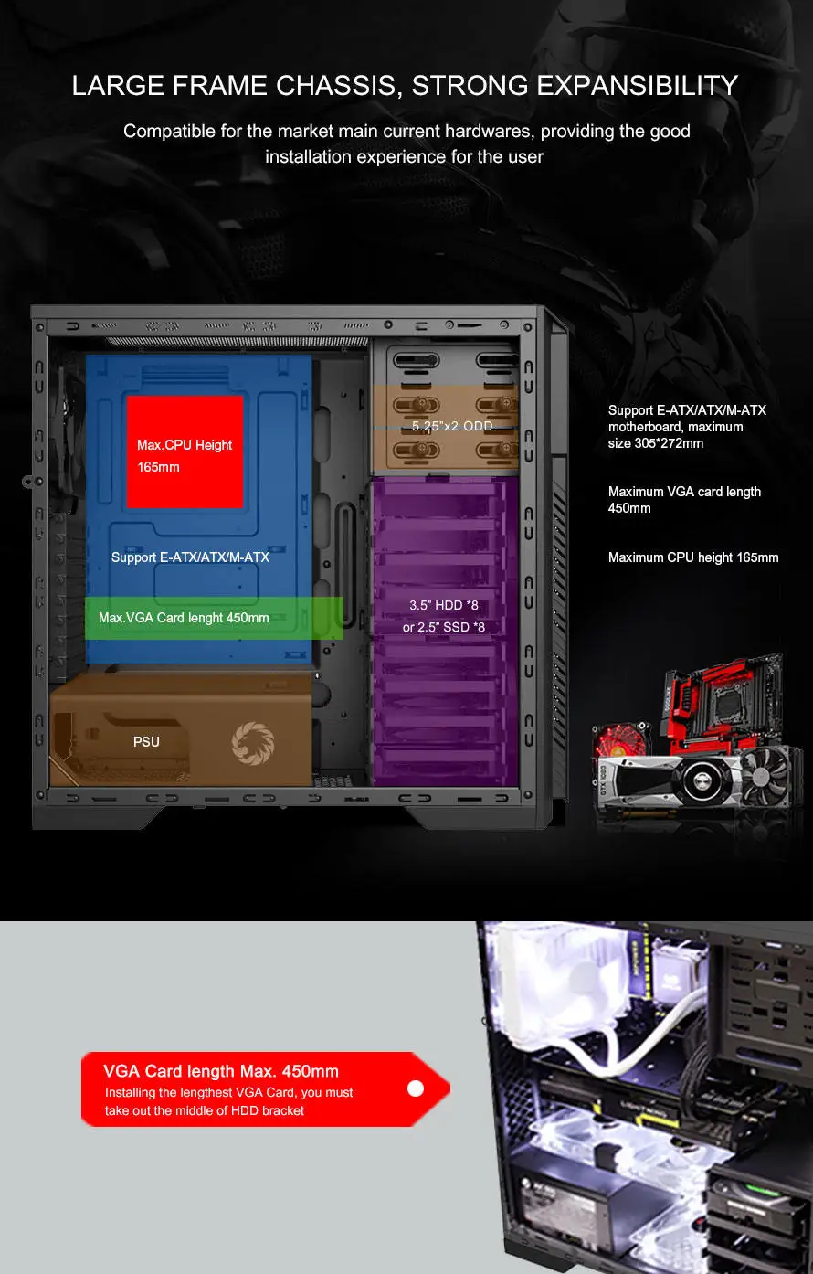 RGB Gaming Full Tower PC Computer Case & Chassis - OEM