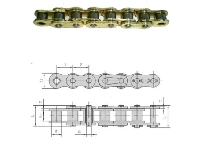 Pitch 12.7mm Gold Motorcycle Chain 428 428h - Buy Gold Chain,Motorcycle ...