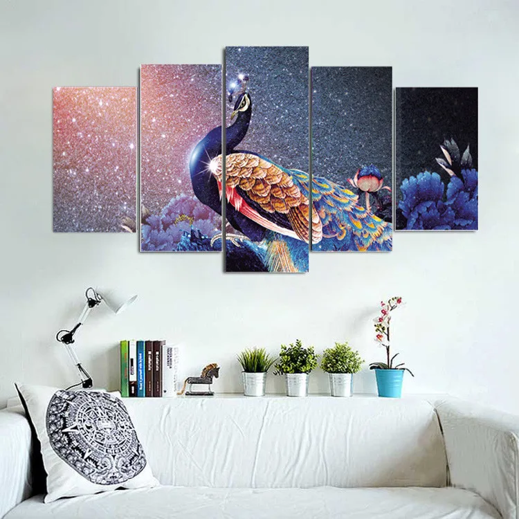 5 Pieces Diamond Cross Stitch Full Diamond Painting 5d Diy Canvas ...