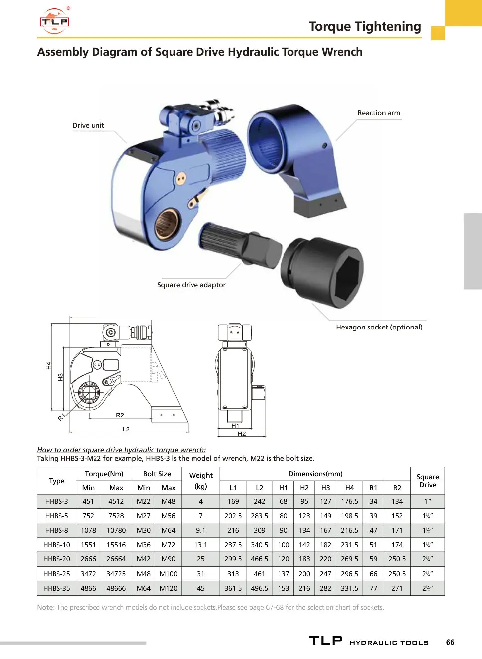 Double-acting Hydraulic Torque Wrench & Sockets Manufacturer Hhbs-3 ...