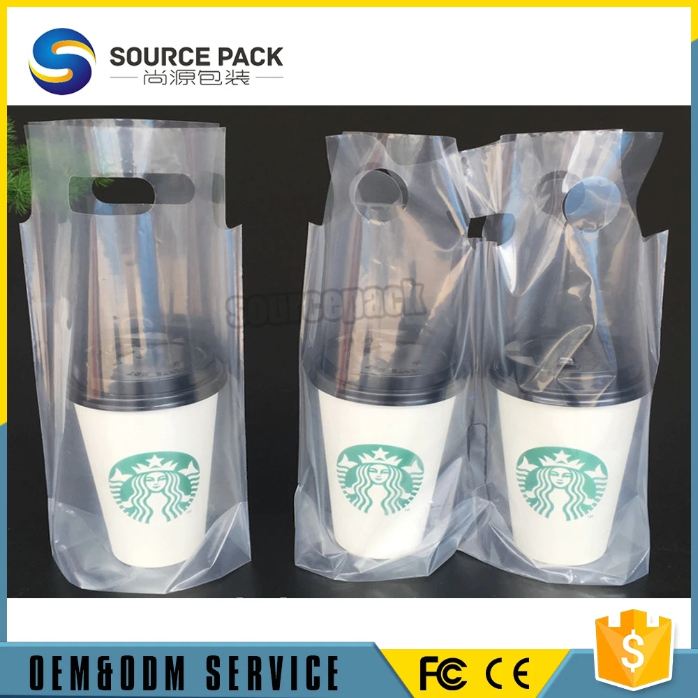 Clear Single And Double Milk Tea Coffee Kfc Disposable Take-out Bag ...