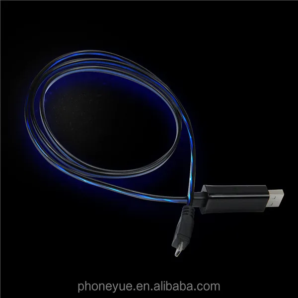 El Glowing Flowing Visible Led Light Micro Usb Cable Charger For ...