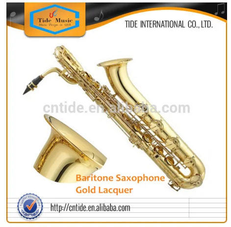 Hoge Kwaliteit Messing Houtblazers Instrument Goudlak Bariton Saxofoon ...