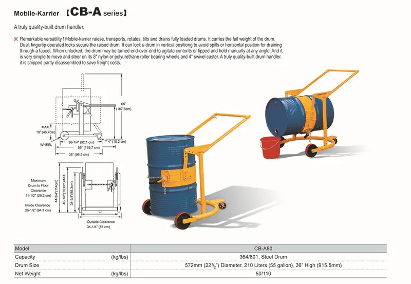 Manual Drum Handler For Drum Handling 55 Gallon - Buy Drum Lifter ...