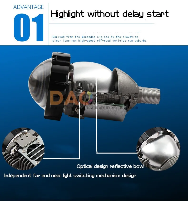 DAO Car Headlight Bi LED - Universal Non-Destructive Install