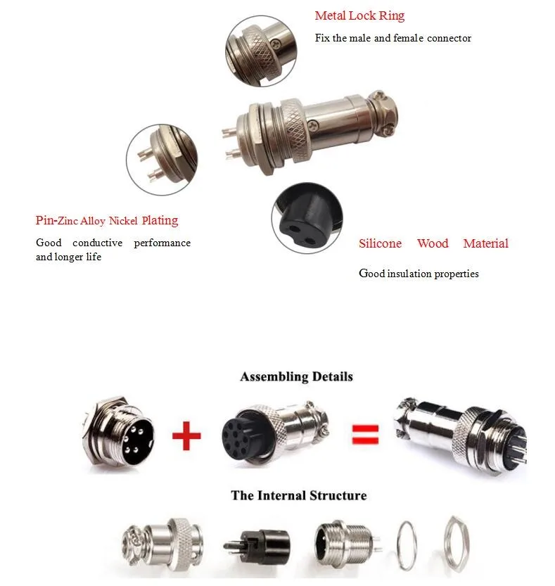 Gx12 5 Pin Pins Connector 12mm Xlr Aviation Audio Male Plug And Female ...