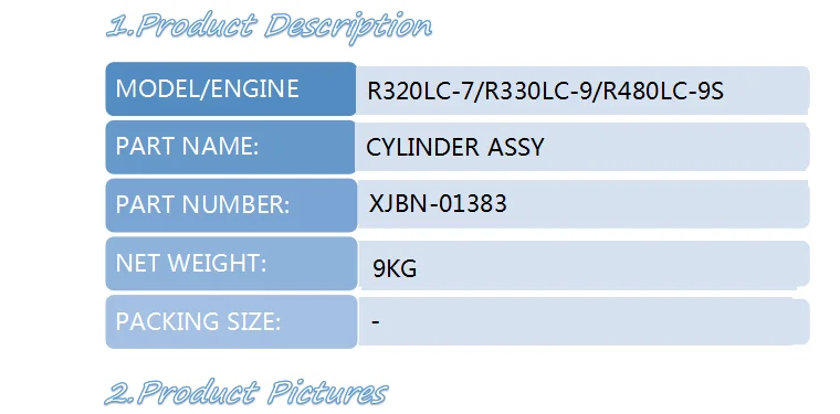 XJBN-01383 CYLINDER ASSY for R320LC-7 R330LC-9 R480LC-9S R520LC-9S
