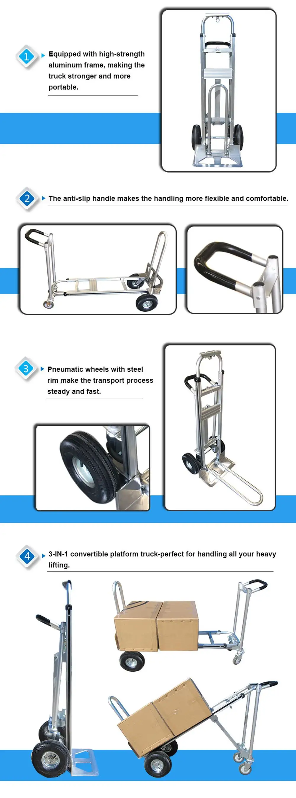 Durable Metal Folding Aluminum Push Hand Truck Hand Pull Cart For Sale ...